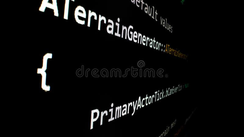 Closeup Macro Shot Movement Of Coding Script Moving Across Led Screen