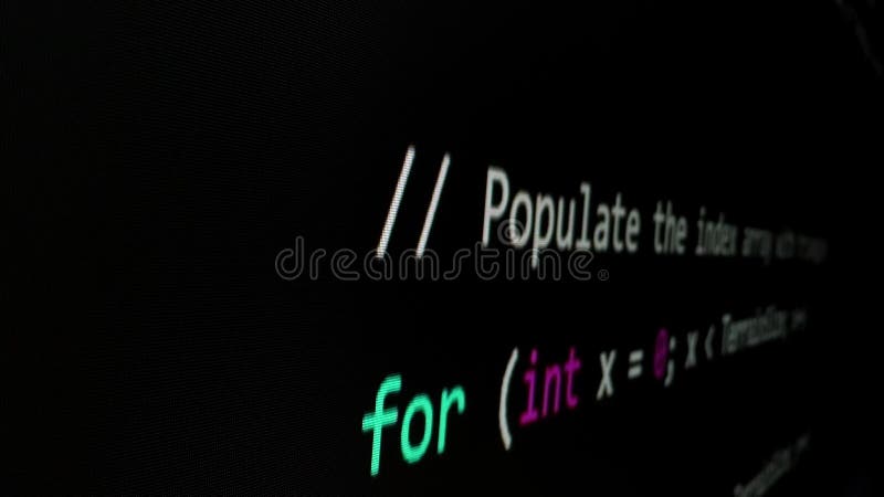 Closeup Macro Shot Movement Of Coding Script Moving Across Led Screen Stock Video Video Of