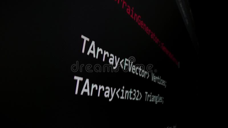 Closeup Macro Shot Movement Of Coding Script Moving Across Led Screen