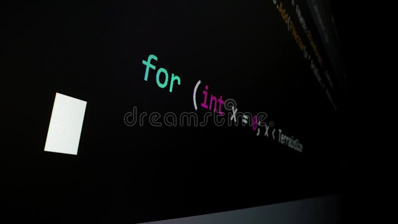 Closeup Macro Shot Movement Of Coding Script Moving Across Led Screen