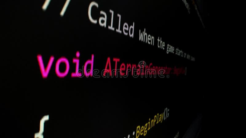 Closeup Macro Shot Movement Of Coding Script Moving Across Led Screen
