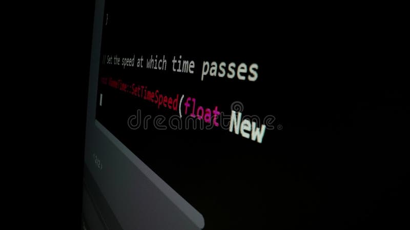 Closeup Macro Shot Movement Of Coding Script Moving Across Led Screen