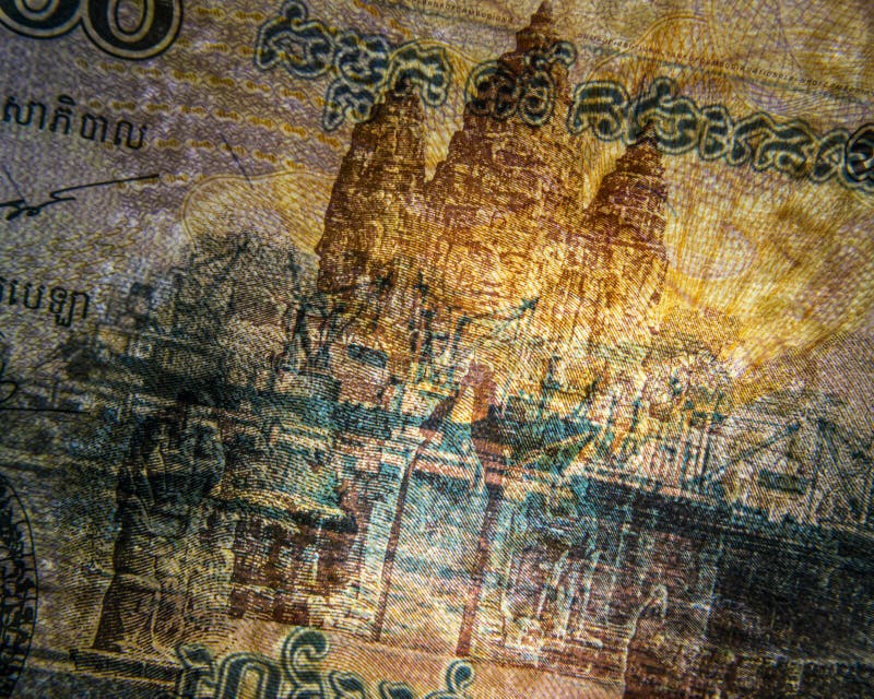 Closeup Macro Shot of a Paper Currency Bill, with Various Elements of ...