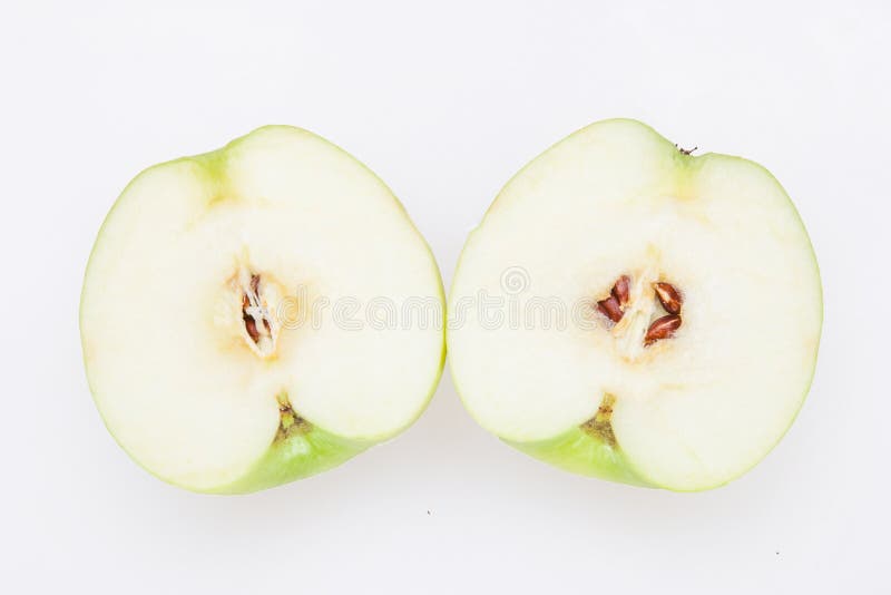 Closeup Macro of Two Halves of a Apple on the White Stock Image - Image ...