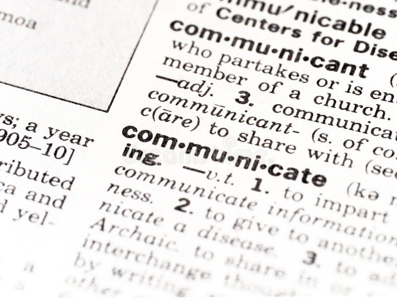 Closeup of the Dictionary Definition of the Word Communicate Stock ...