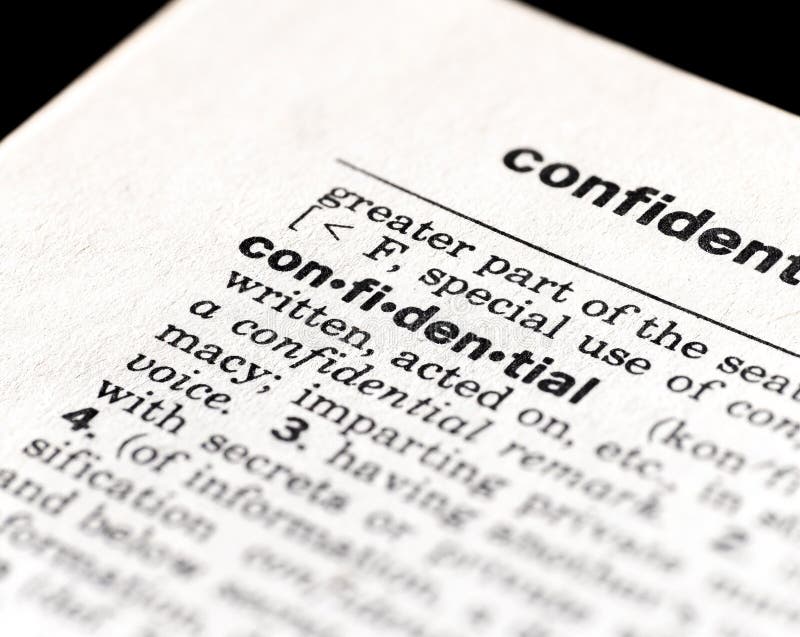 Closeup of the Dictionary Definition of the Word Confidential Stock ...
