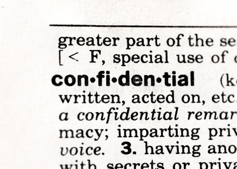 Closeup of the Dictionary Definition of the Word Confidential Stock ...