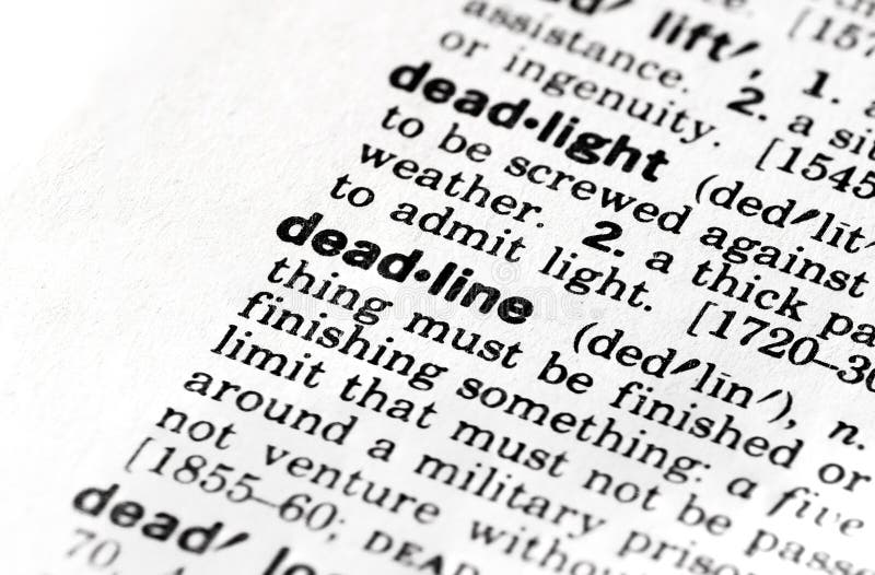 Closeup of the Dictionary Definition of the Word Deadline Stock Photo ...