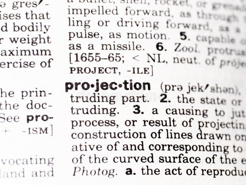 Closeup of the Dictionary Definition of the Word Projection Stock Photo ...