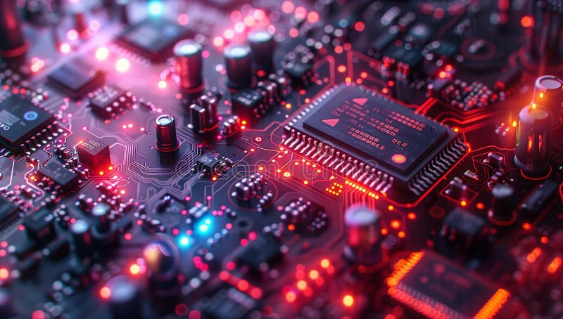 Closeup of a Magenta CPU on a Computer Motherboard Stock Photo - Image ...