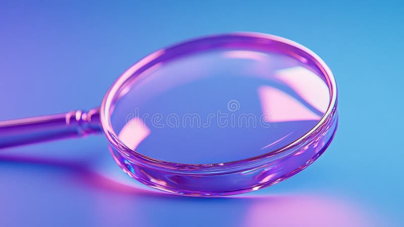 Closeup of a Magnifying Glass on a Purple-blue Background Stock Photo ...