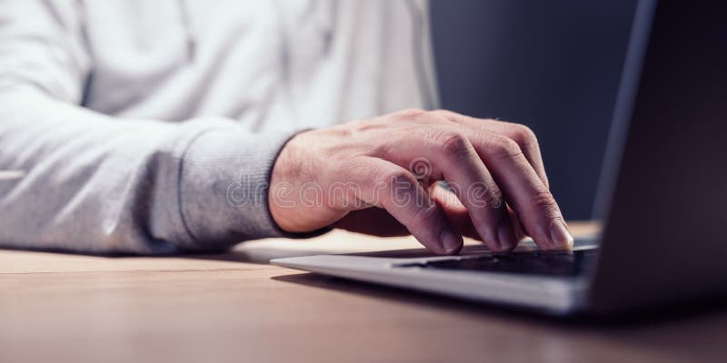 Closeup of Male Hand Typing Laptop Computer Keyboard Stock Image ...