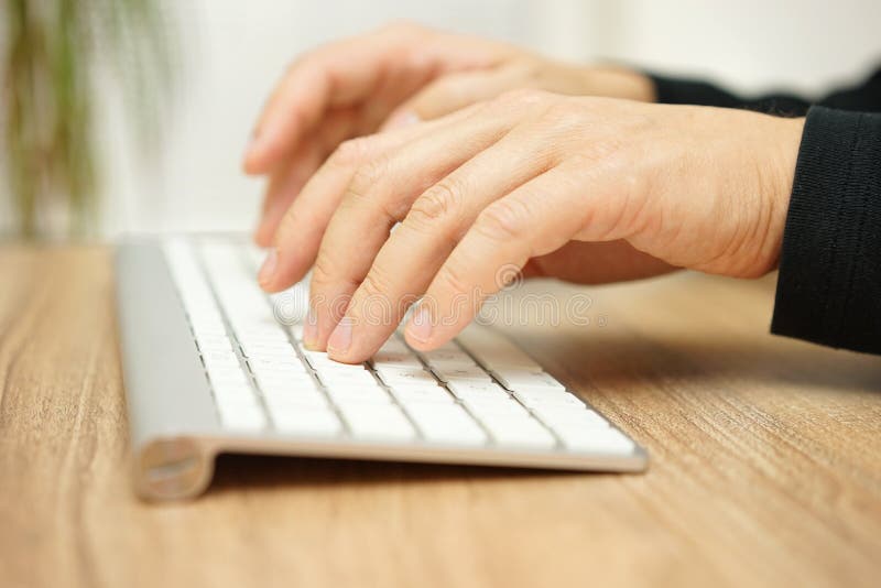 Closeup of Male Hands Typing on Computer Keyboard Stock Photo - Image ...