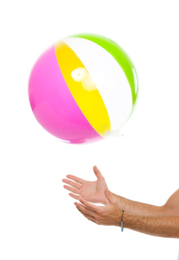 Closeup on Males Hand Throwing Beach Ball Up Stock Photo - Image of ...