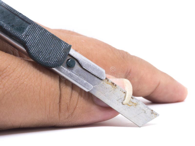 Closeup of a Man Cutting Nails by Rusty Cutter Stock Photo - Image of ...