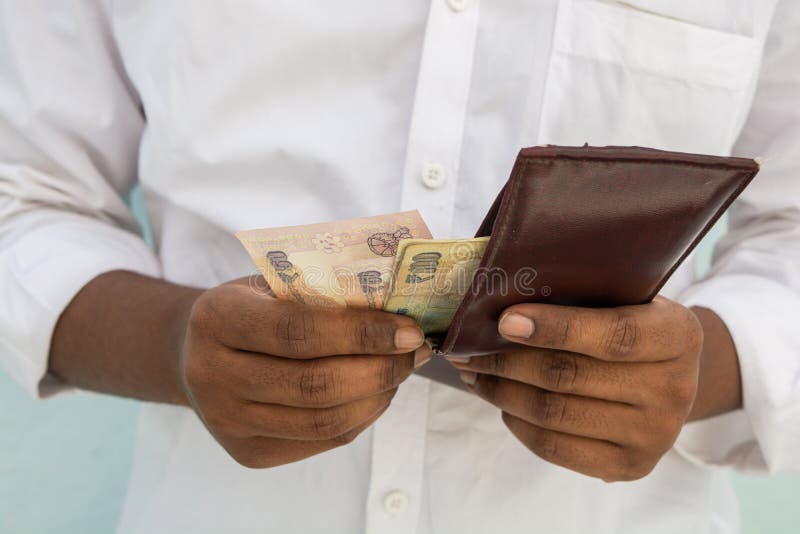 Closeup of Man Hands Taking Indian Currency Out of His Wallet Stock ...