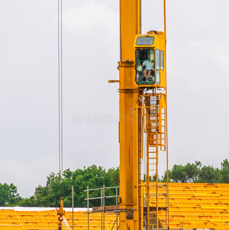 Closeup of a Man Operating a Crane, Construction Site Rucphen, the ...