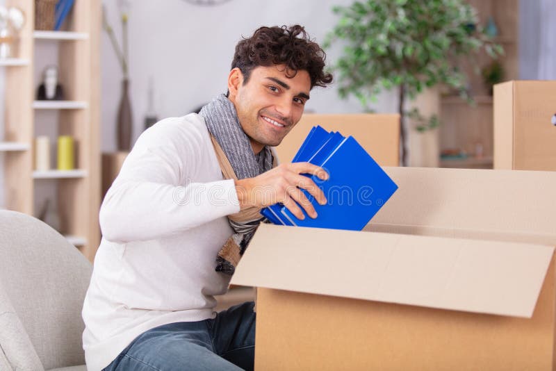 Closeup Man Packing Cardboard Box Stock Image - Image of heap, home ...