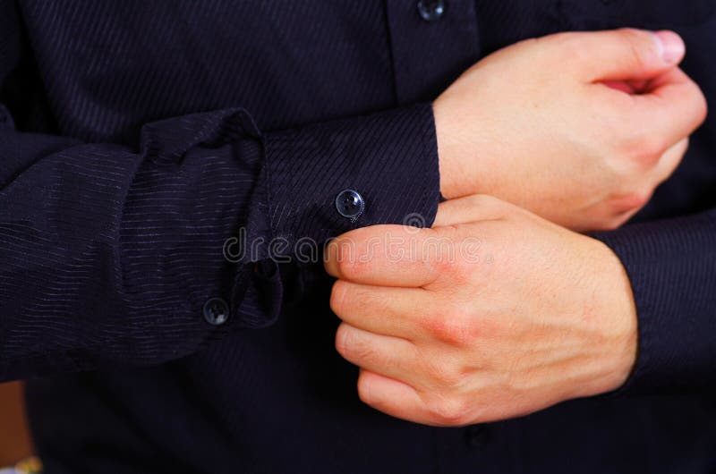 Closeup Man S Arm Wearing Suit, Adjusting Cufflinks Using Hands, Men ...