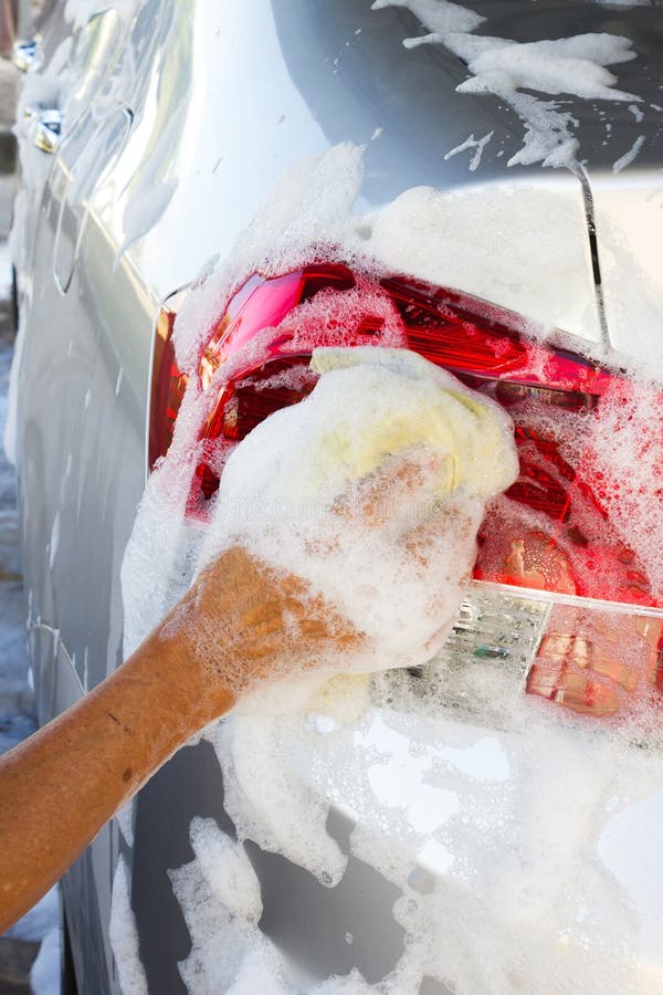 Closeup Man S Hand Washing a Car. Stock Photo - Image of worker ...