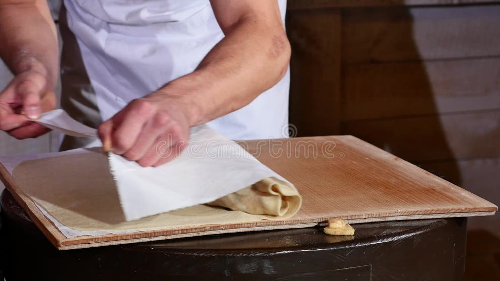 Closeup of Man`s Hands Rolling Strudel Stock Image - Image of fruit ...