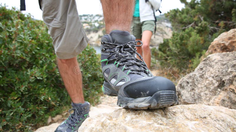Closeup of Man S Trekking Shoes Stock Image - Image of shoes, foot ...