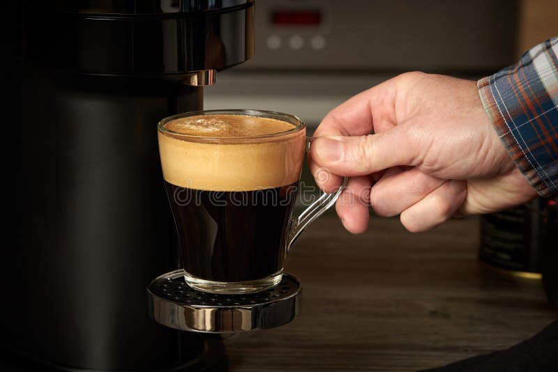 Closeup of a Man Taking a Cup of Prepared Coffee Stock Photo - Image of ...