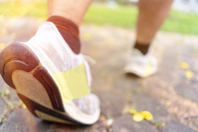 Closeup Man Walking Towards on the Road Side. Step and Walk Concept ...