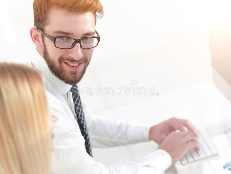 Closeup of the Manager is Typing on the Computer Keyboard Stock Photo ...