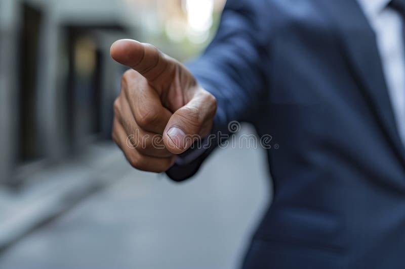Closeup of a Mans Hand Pointing Forward in an Urban Setting Stock ...