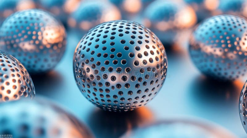 Closeup of Many Blue Metallic Spheres with Dimpled Texture Stock ...