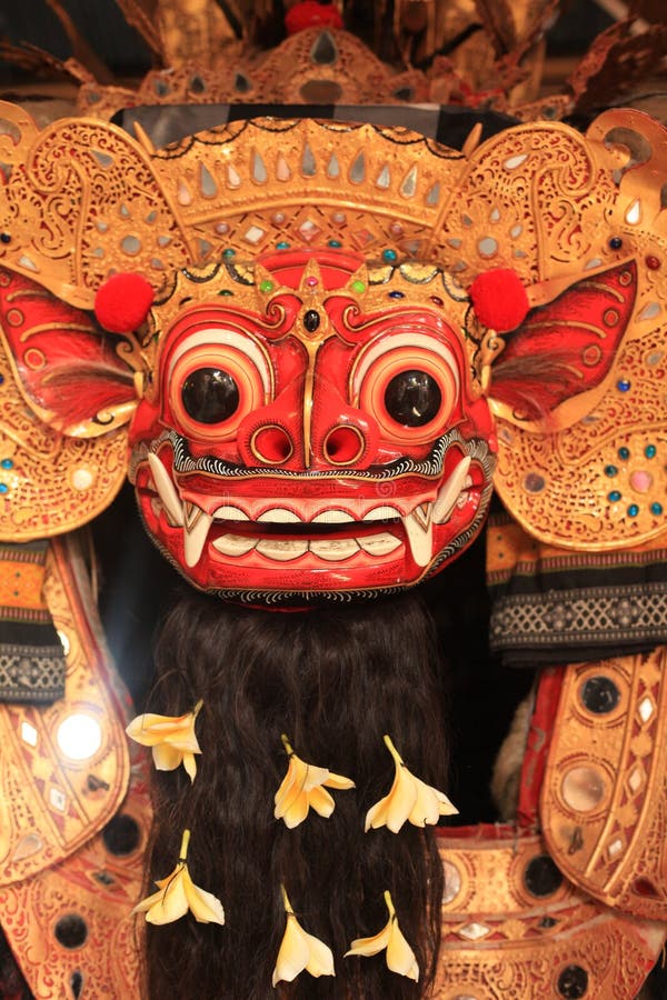 Closeup Mask Of Barong Balinese Stock Image - Image of performing ...
