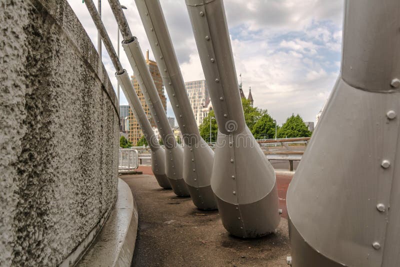 Closeup of Massive Large Cable Anchors of Willemsbrug Bridge Stock ...