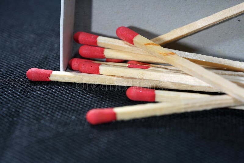 Closeup of Matches with a Box on the Table Under the Lights Stock Image ...
