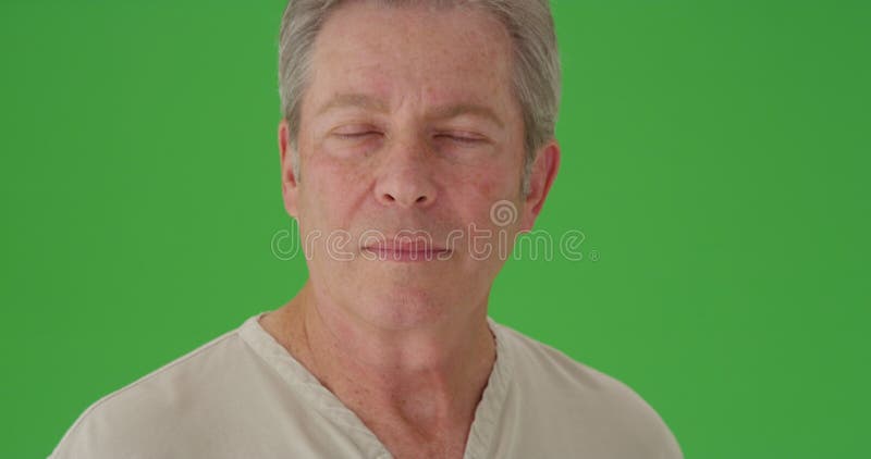 Closeup of a Mature Caucasian Man on a Green Screen Stock Footage ...
