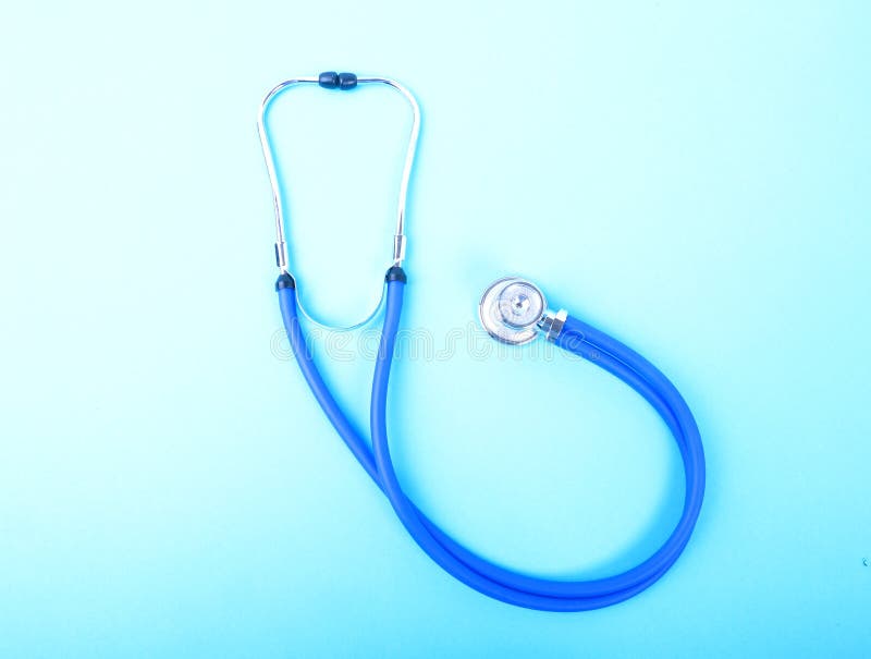 Closeup of a Medical Stethoscope on Blue Background Stock Photo - Image ...