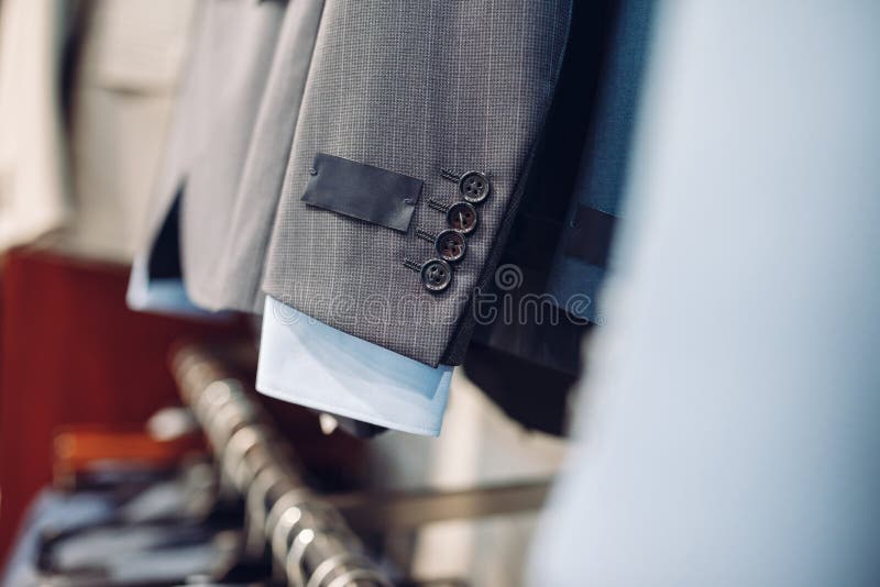 Closeup of a Men`s Suit with Textile Label Stock Image - Image of label ...