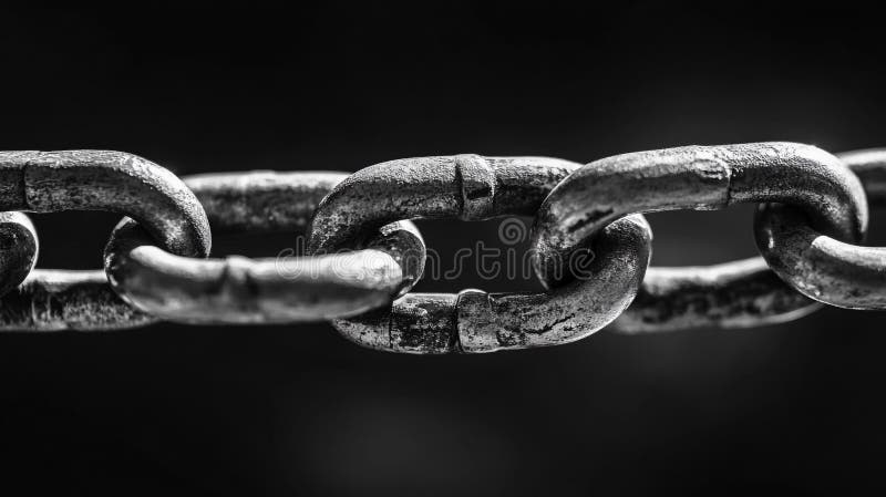 Closeup Metal Chain Link Strength Connection Security Industrial Stock ...