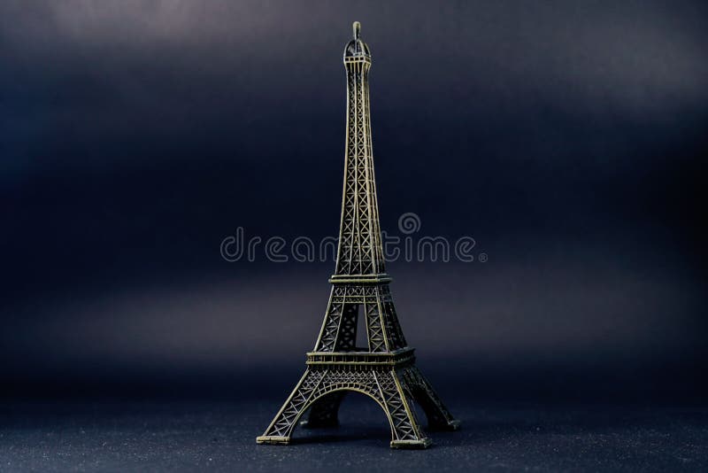 Closeup of a Metal Miniature of the Eiffel Tower in a Homemade Studio ...