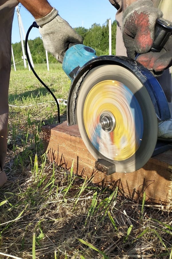 Closeup of a Metal Profile with an Angle Grinder Stock Photo - Image of ...