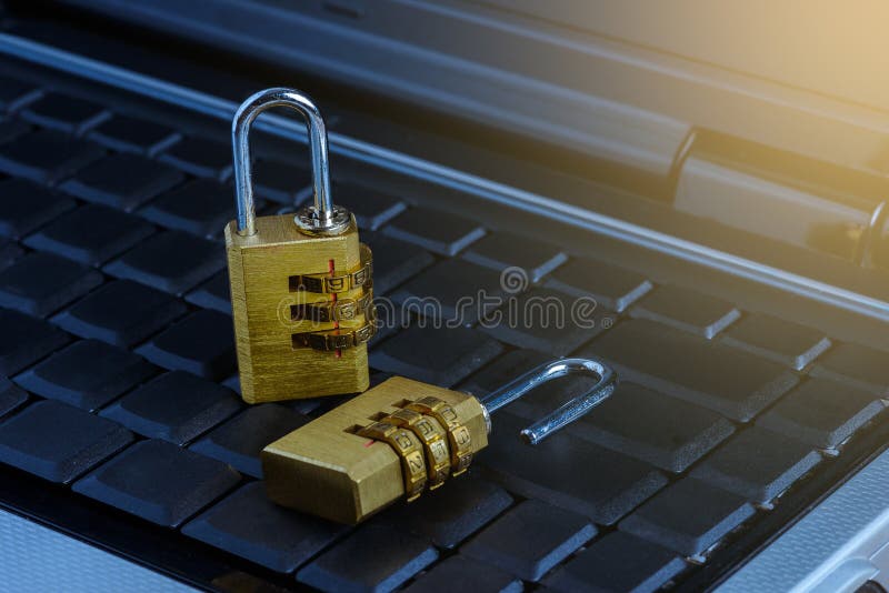 Metal Security Lock with Password on Computer Keyboard Stock Photo ...