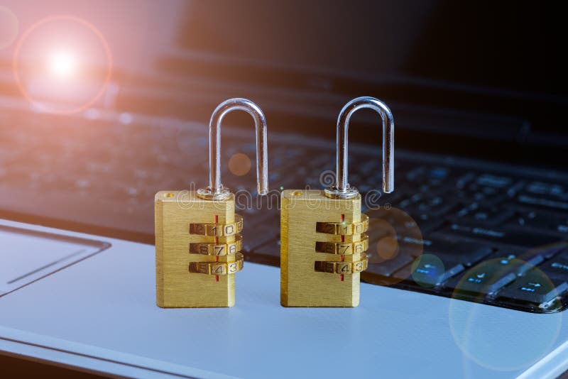 Metal Security Lock with Password on Computer Keyboard Stock Photo ...