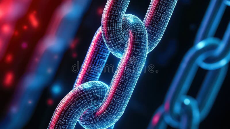 Closeup of Metallic Chain with Highlighted Red Link, Visual ...