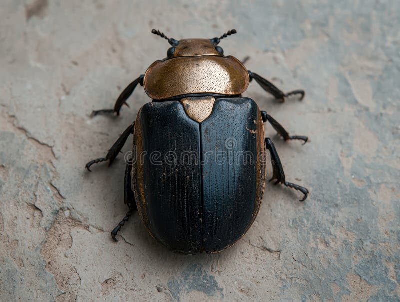 Closeup of a Metallic Dark Brown Beetle on a Stone Surface Stock ...