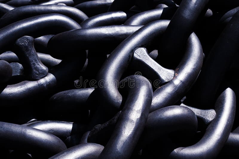 Closeup of Metallic and Heavy Chains Stock Image - Image of closeup ...