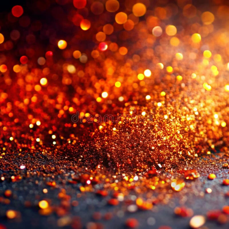 Closeup Metallic Pigment Dust Sparkling in Orange and Red Stock ...
