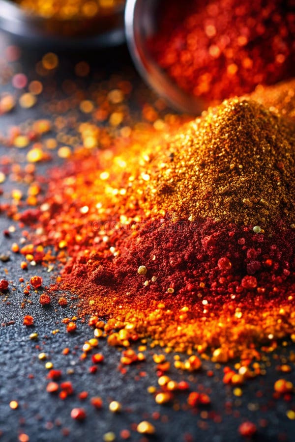 Closeup Metallic Pigment Dust Sparkling in Orange and Red Stock ...