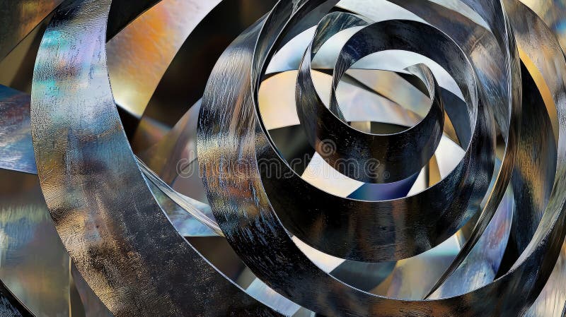 Closeup of a Metallic Spiral Sculpture, with a Swirling Pattern and a ...
