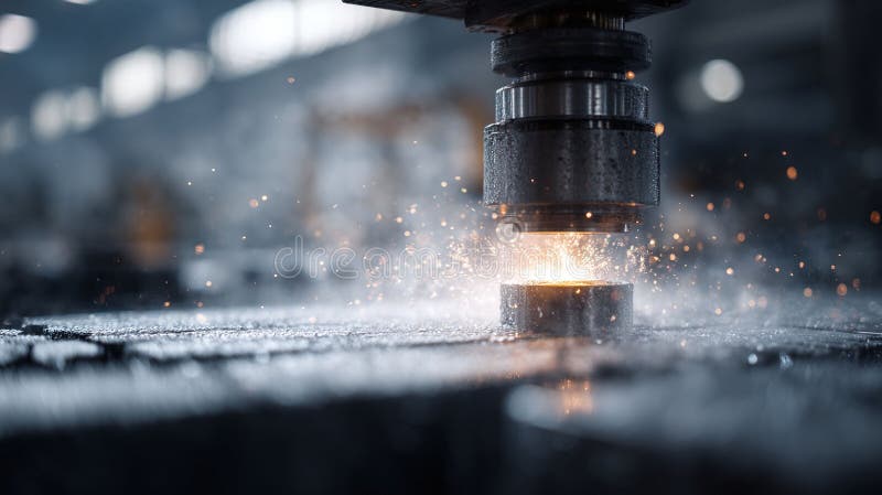 Closeup of a Metalworking Machine Sparks Flying during Metal Processing ...