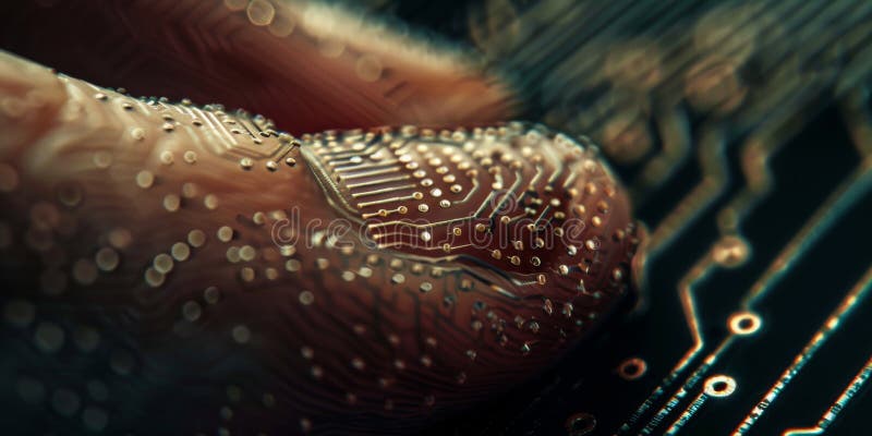 Closeup of Microchips for Brain Chip. Futuristic Technology Circuit ...